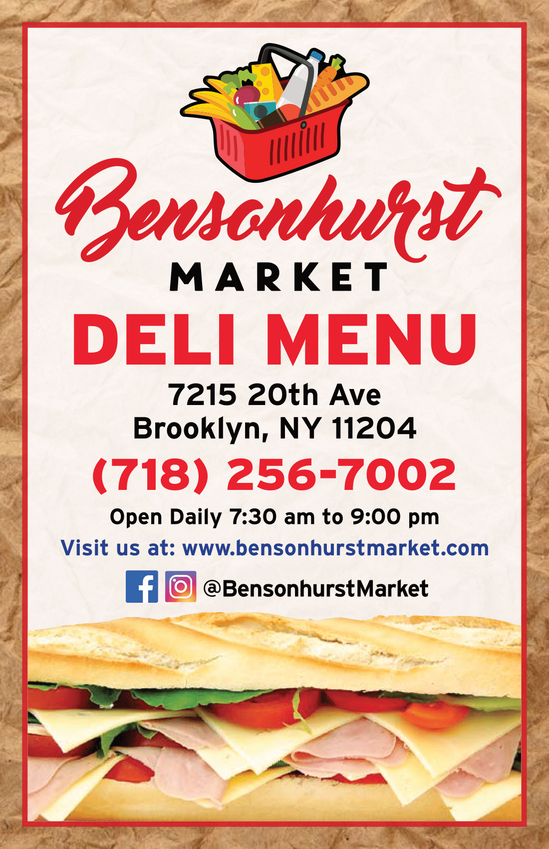 Deli Menu | Bensonhurst Market